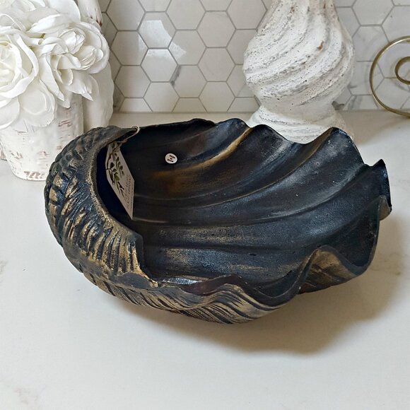 Boutique | Accents | New Large Boho Metal Clam Shell Bowl | Poshmark